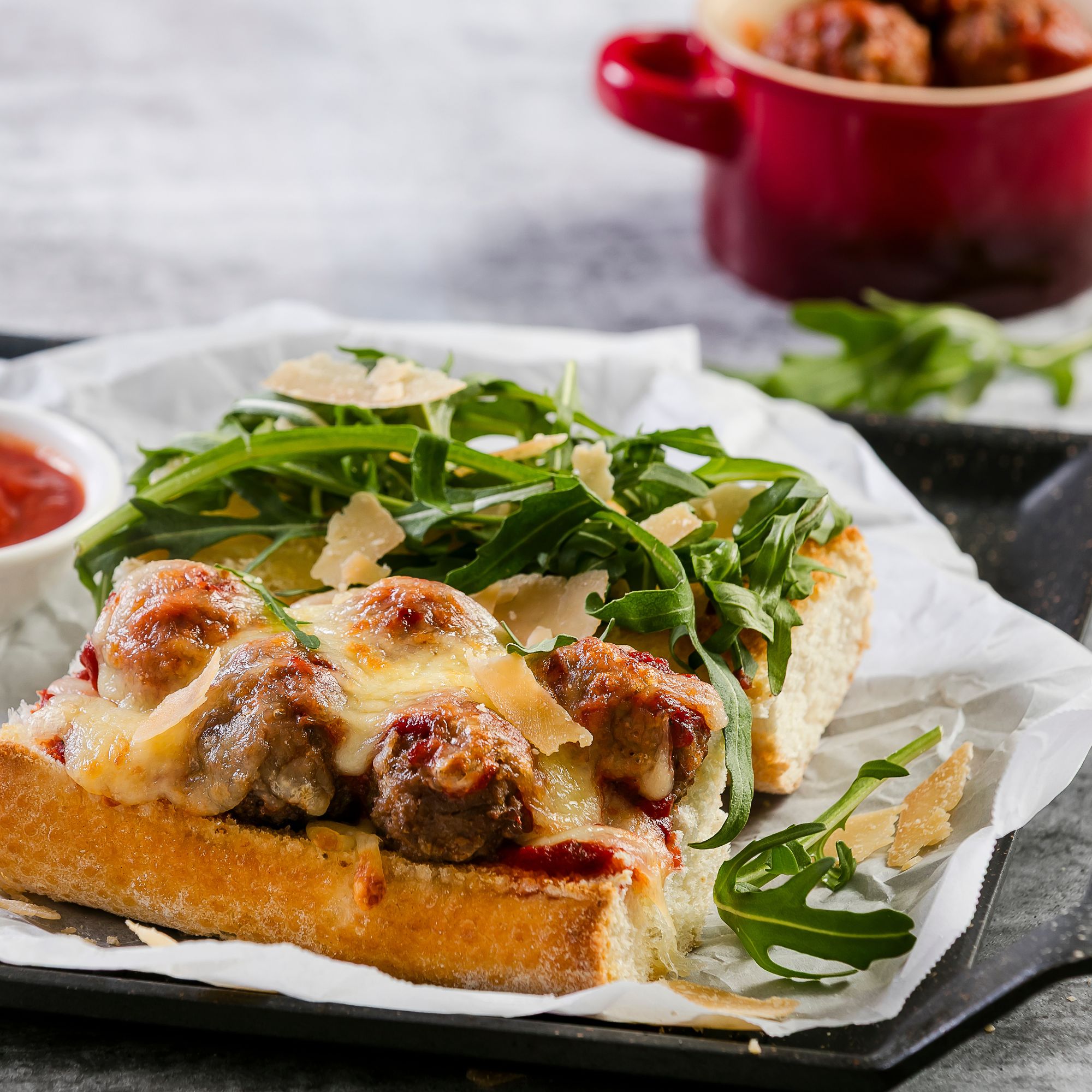 Meatball & Parmesan Open Melt - Shingle Inn